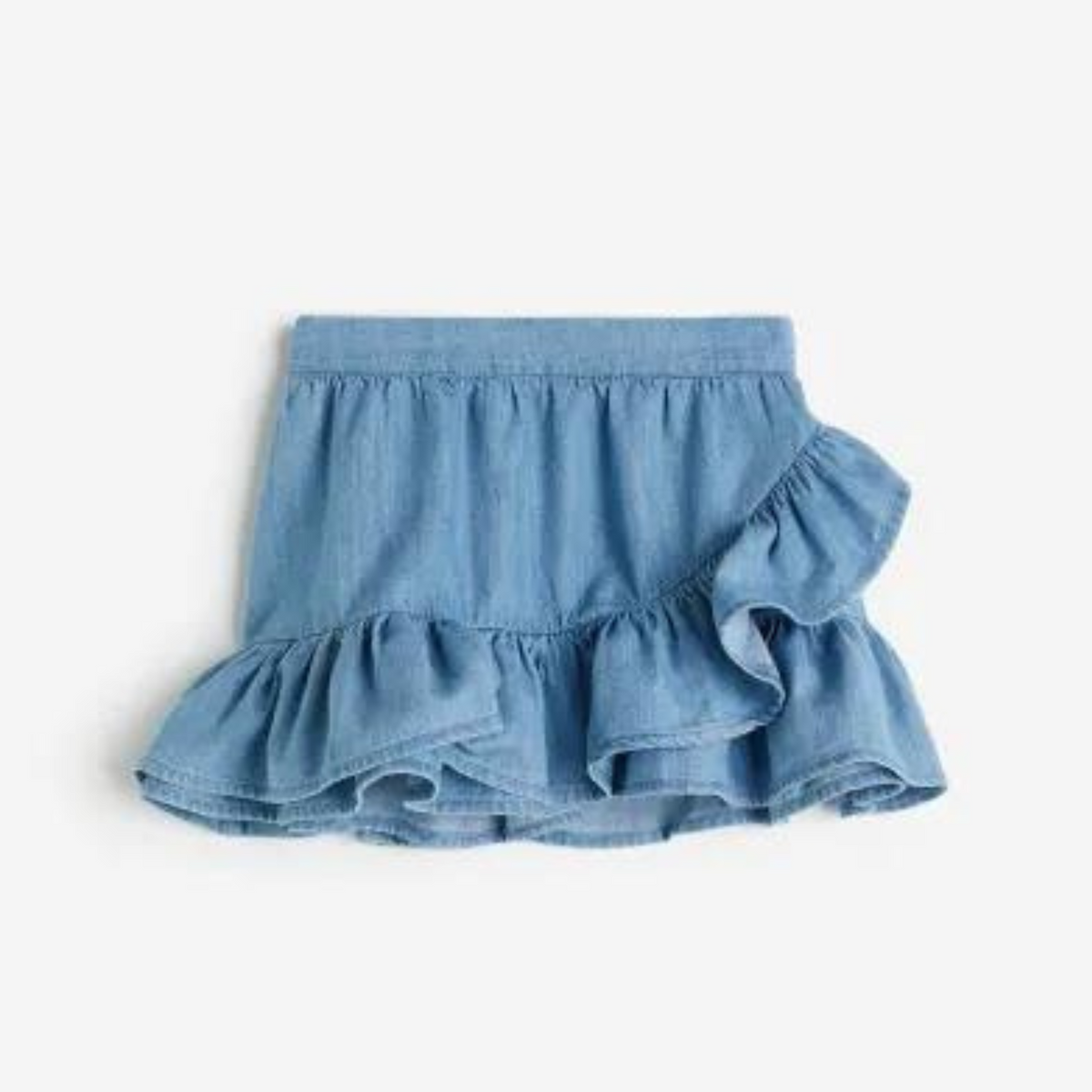 Girls Tiered Denim Skirt with Elastic Waist | True