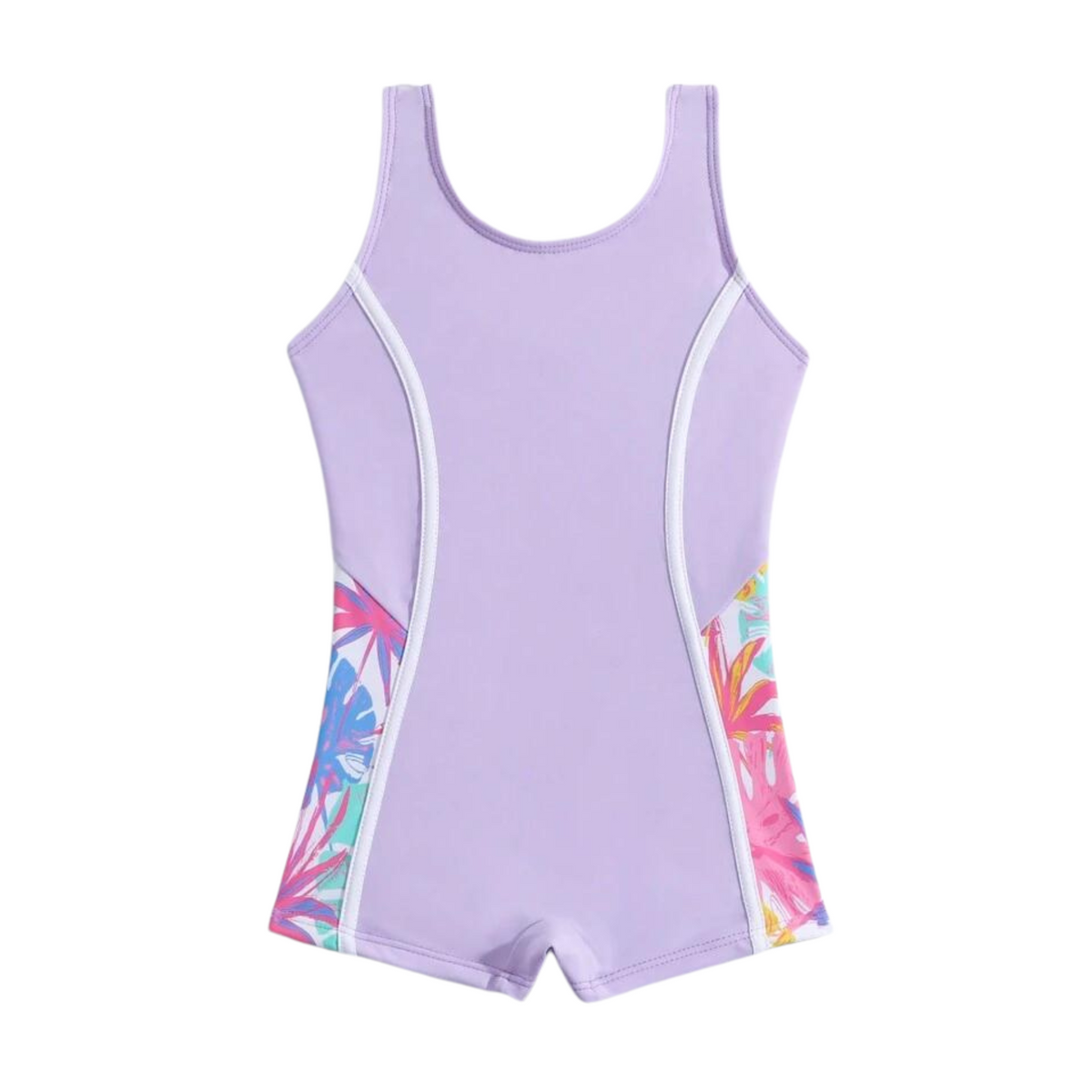One Piece Lilac Tropical Swim Suit for Girls – True