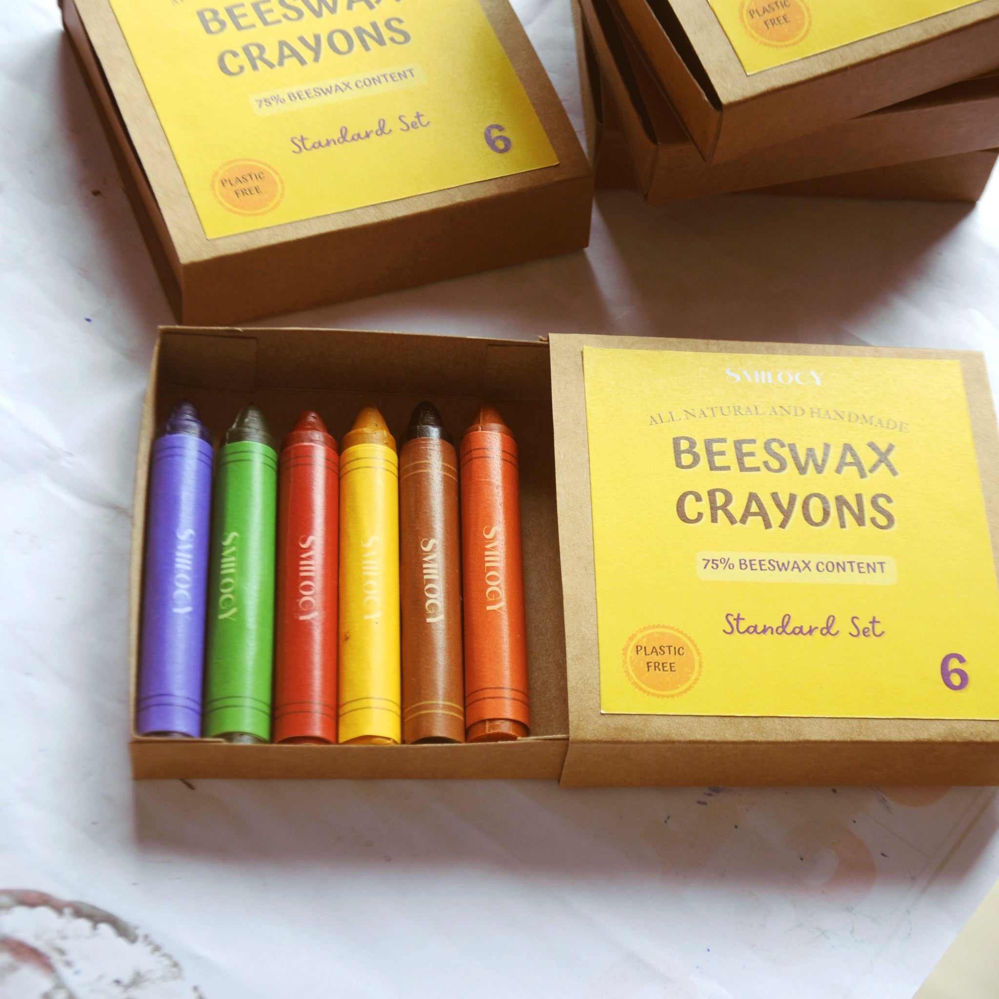 6-Piece Natural & Non-Toxic Handmade Beeswax Crayons - Standard Set | True